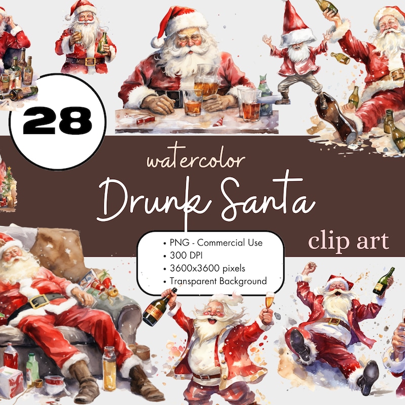 Santa weihnachtsmann getrunken art - Etsy.de