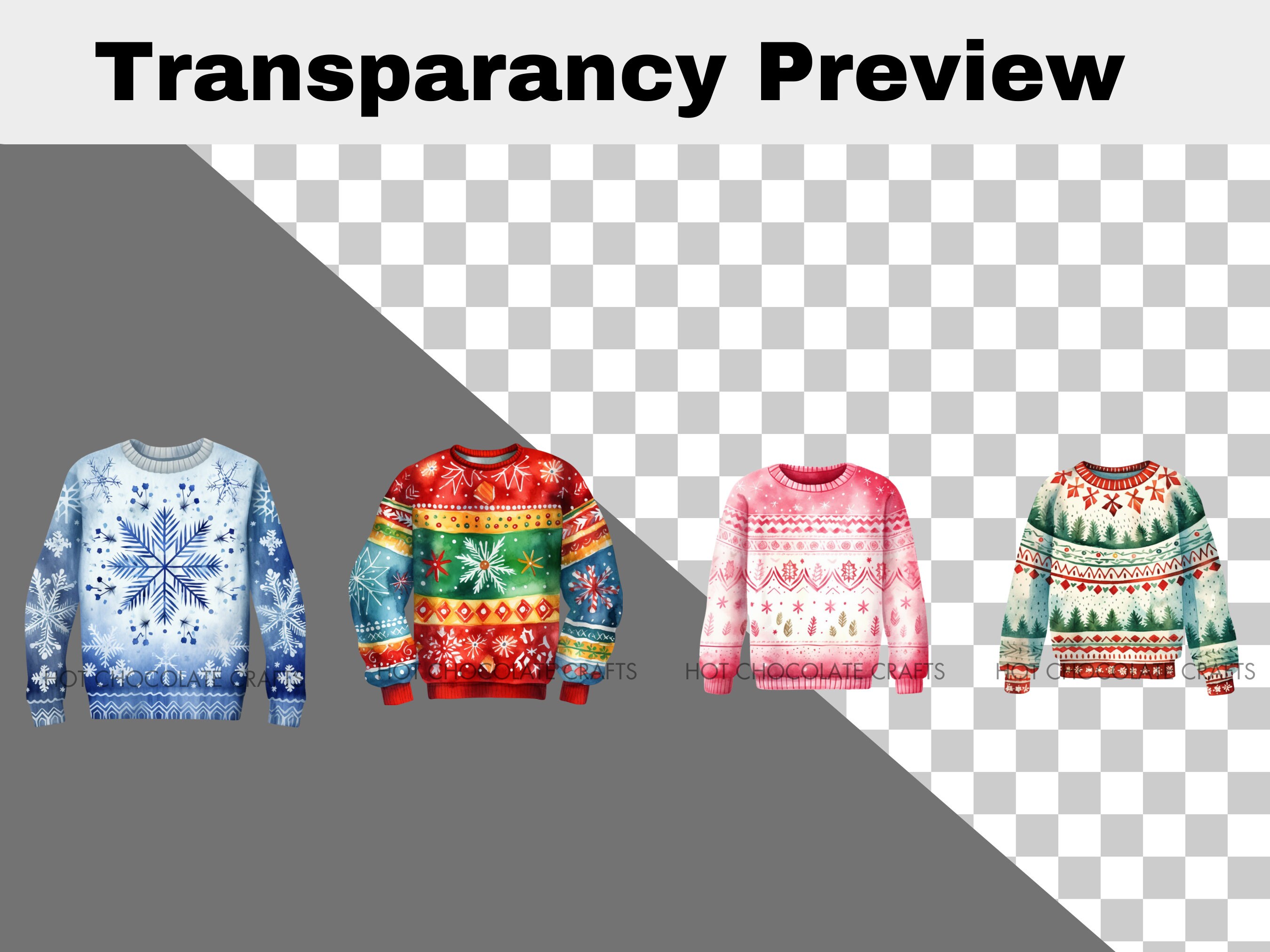 20 Ugly Christmas Sweater Clipart Bundle, Clothing PNG Sublimation ...