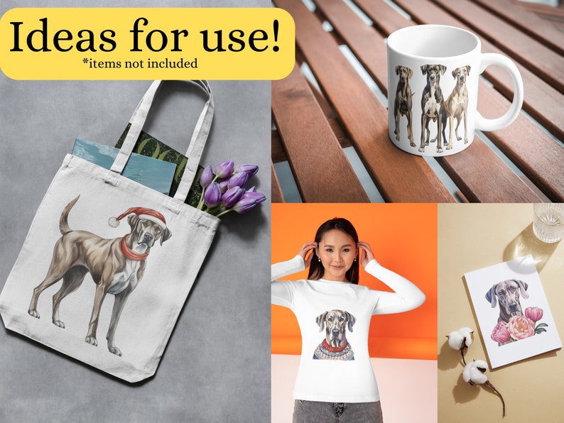 28 Great Danes Watercolor Clipart PNG Sublimation Bundle Commercial Use ...