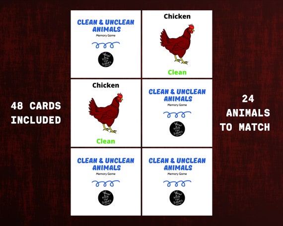 Clean & Unclean Animals Memory Game | Etsy