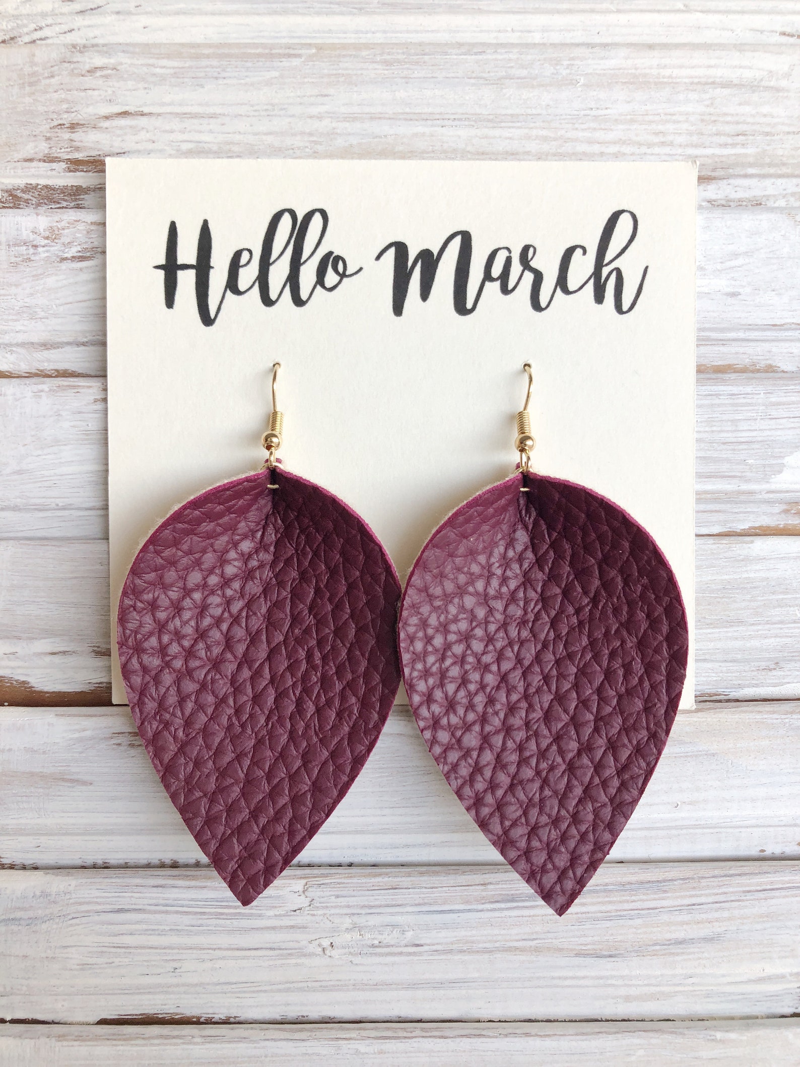 Wine Color Faux Leather Earrings - Etsy UK