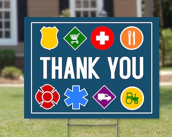 Thank You Essential Workers Yard Sign - Etsy
