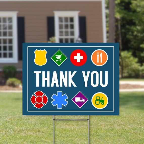 Thank You Essential Workers Yard Sign | Etsy