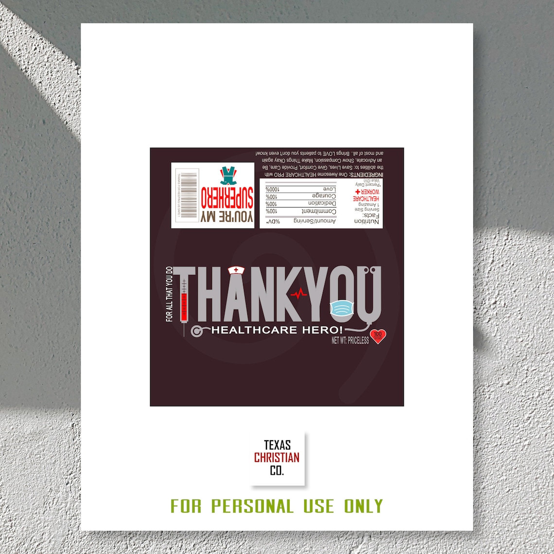Healthcare Hero Appreciation Gift – Printable Candy Bar Wrappers ...
