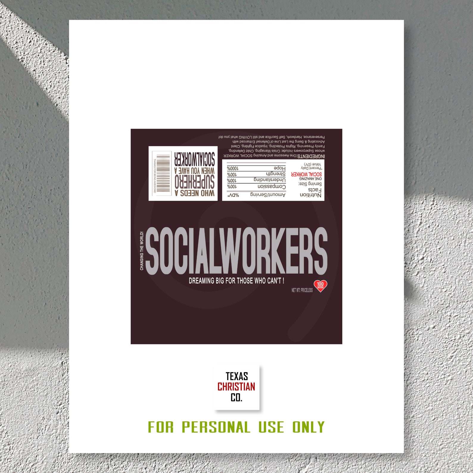 Social Workers Appreciation Candy Bar Wrappers – Printable Instant ...