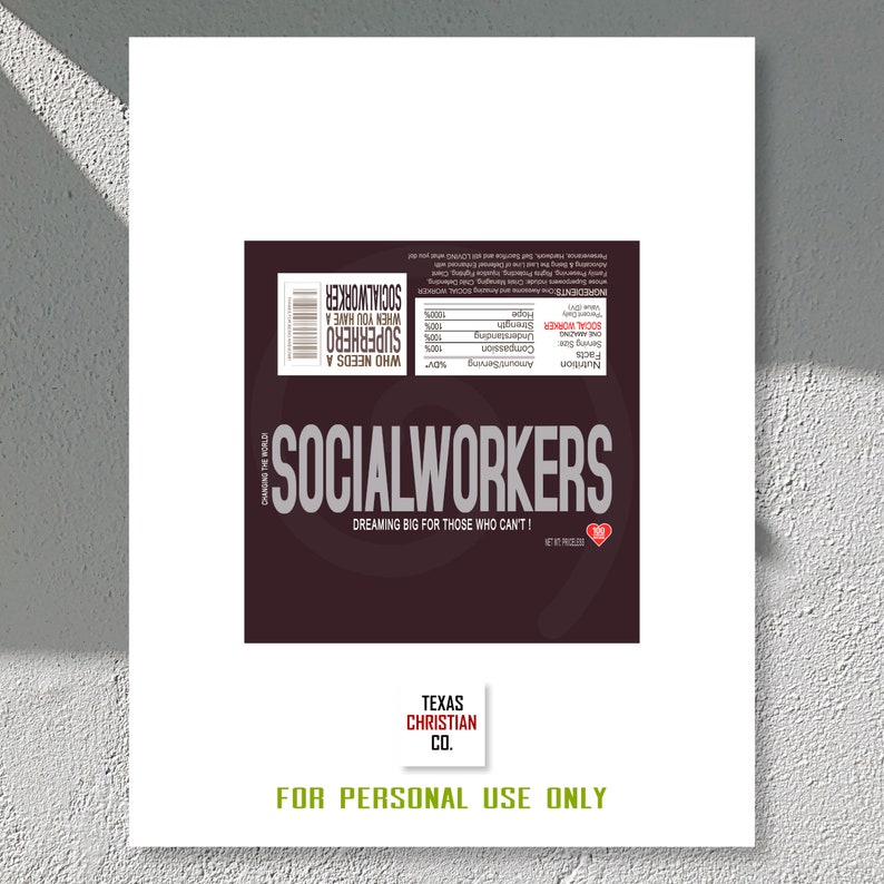 Social Workers Appreciation Candy Bar Wrappers – Printable Instant ...