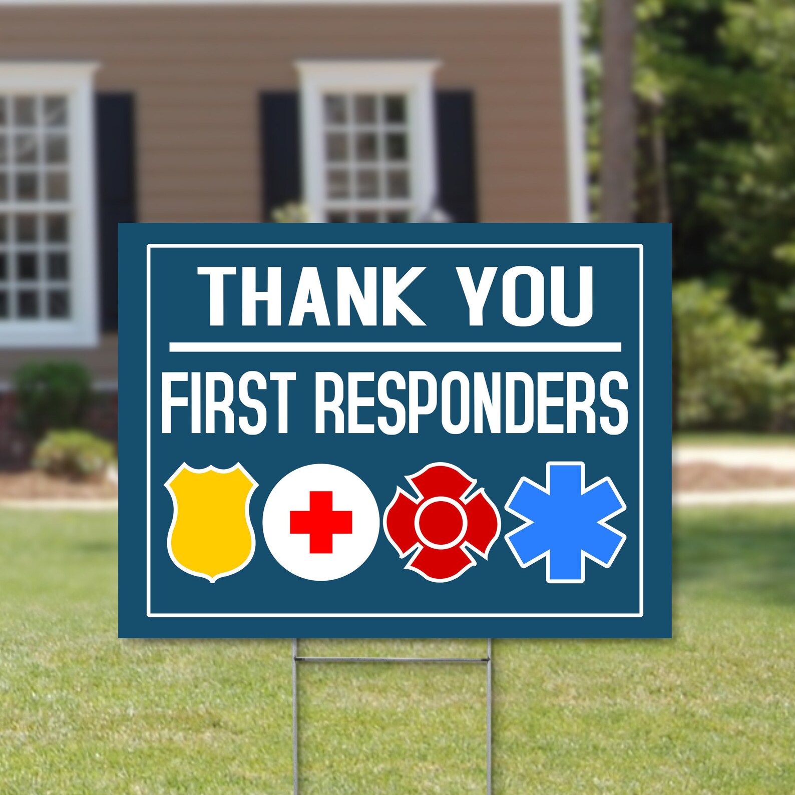 Thank You First Responders Yard Sign EMT Police Firefighter - Etsy