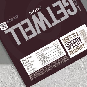 Get Well Soon | Printable Candy Wrapper, Get Well Gift, Hospital Gift ...