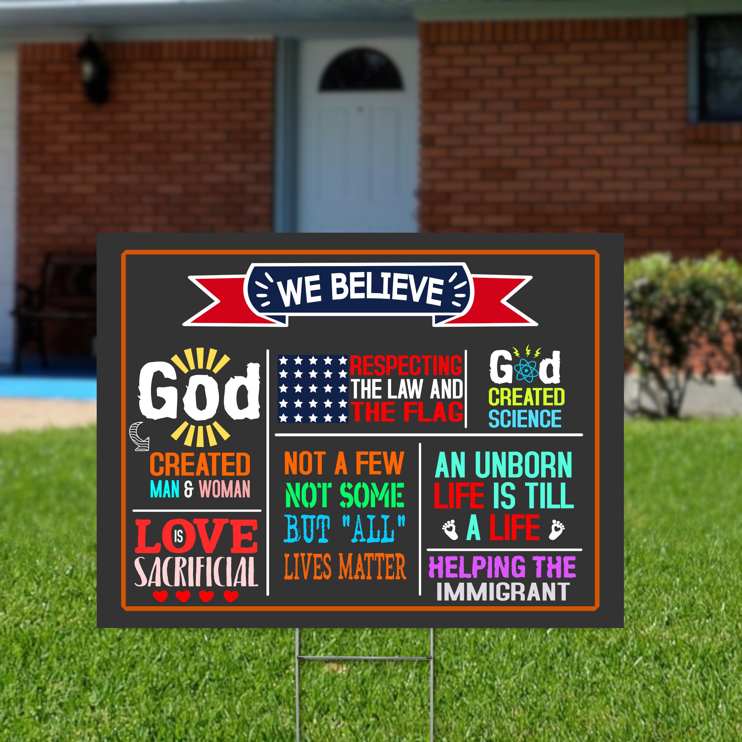 We Believe Conservative Yard Sign Colorful | Etsy