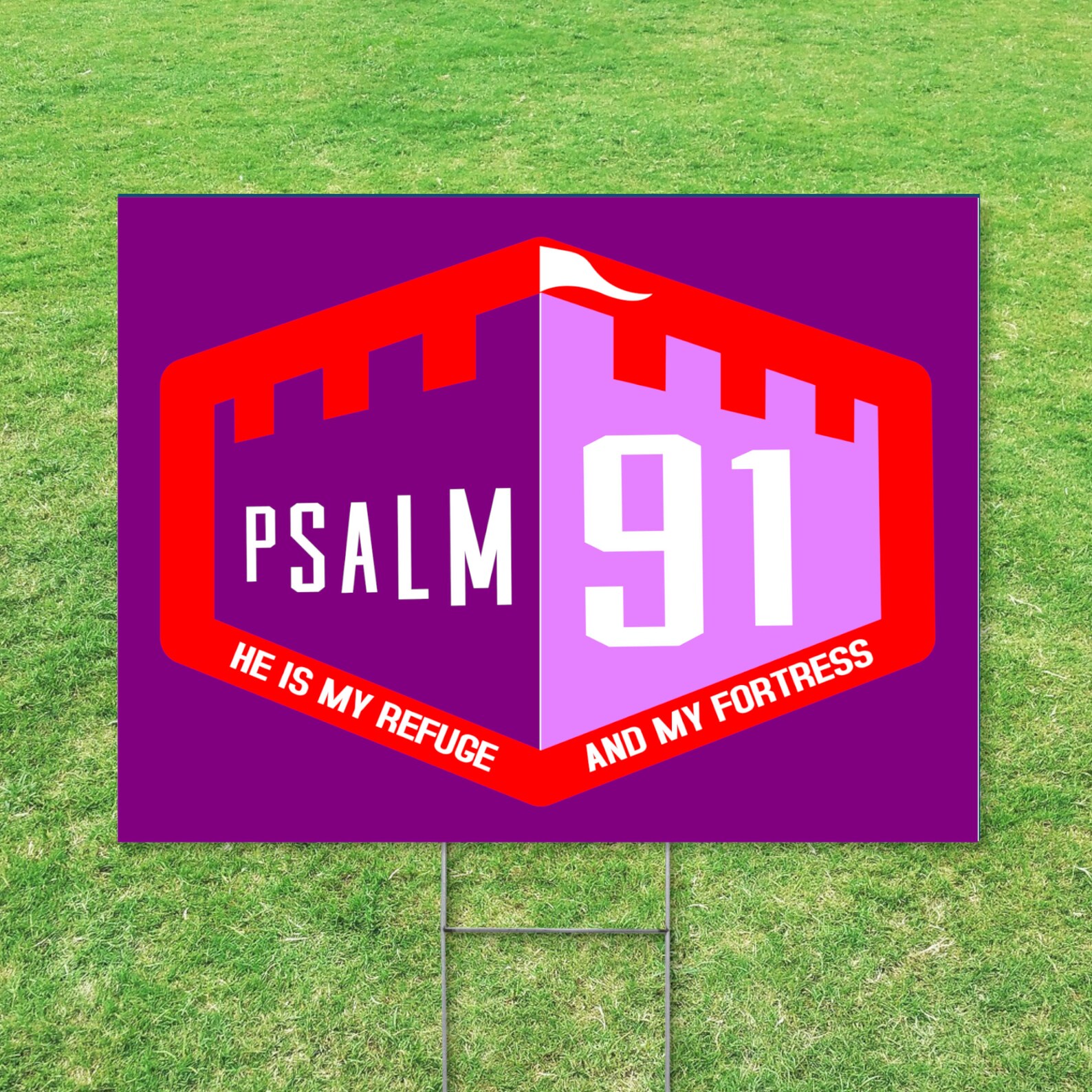 Psalm 91 Refuge Yard Sign, Lawn Signs, Faith Yard Signs, Religious Yard ...