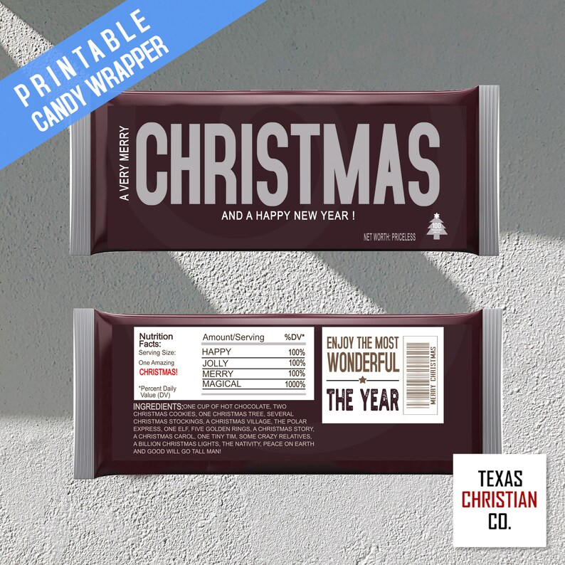 Christmas Printable Candy Bar Wrappers Instant Download – Christmas ...