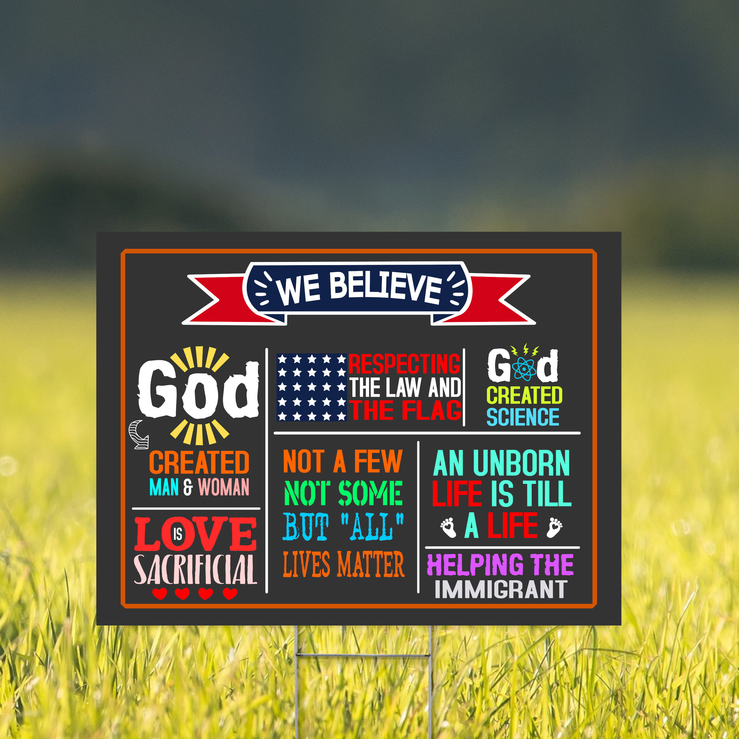 We Believe Conservative Yard Sign Colorful | Etsy