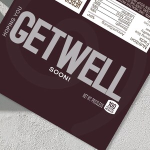 Get Well Soon | Printable Candy Wrapper, Get Well Gift, Hospital Gift ...