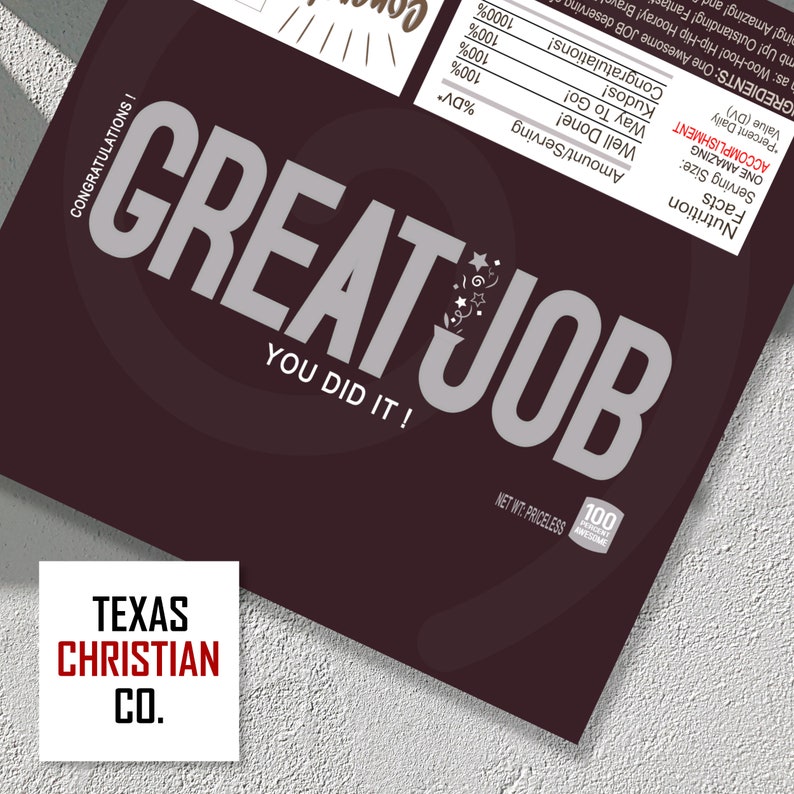 GREAT JOB Candy Bar Wrappers Printable Instant Download Co | Etsy