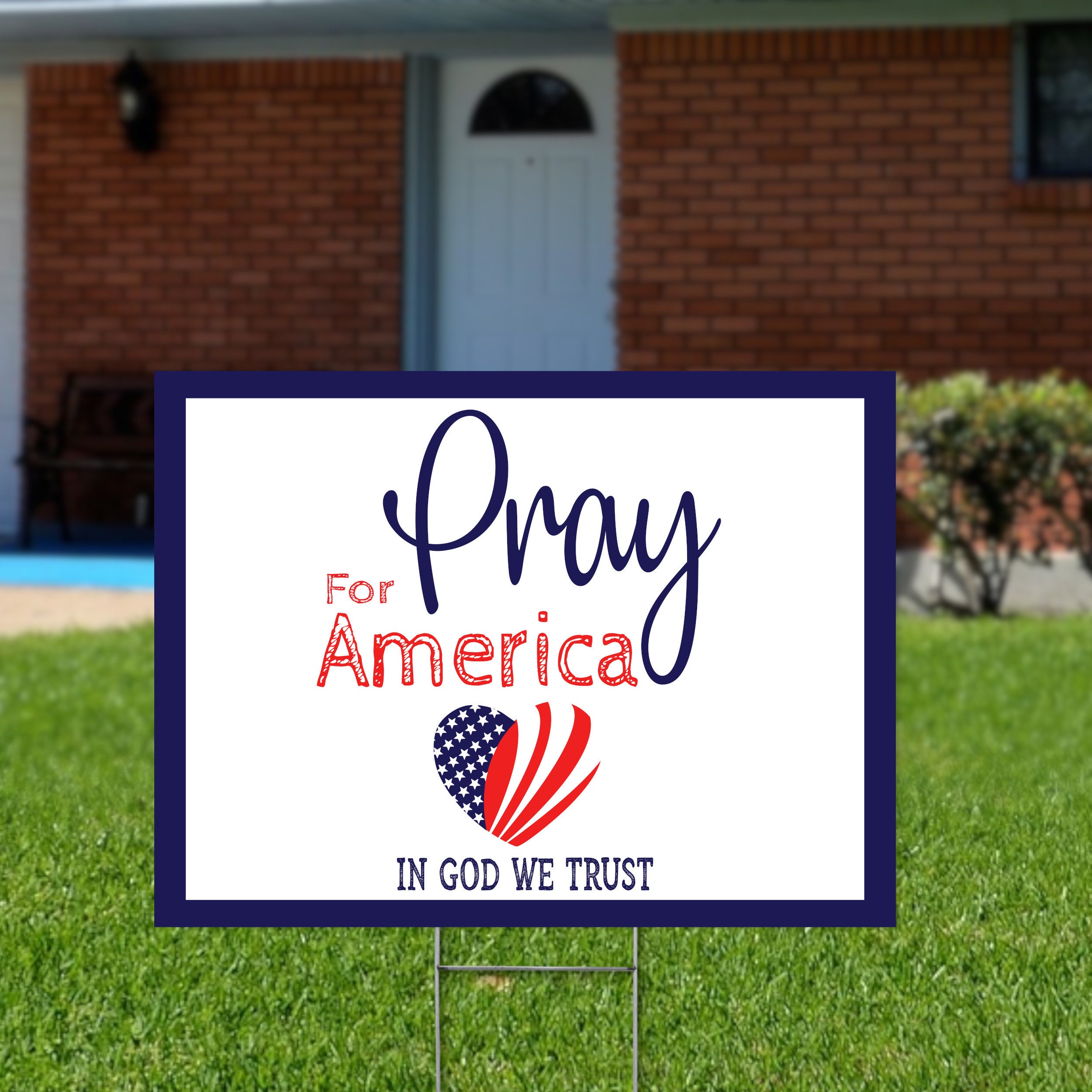 Pray for America in God We Trust Yard Sign W/stake - Etsy