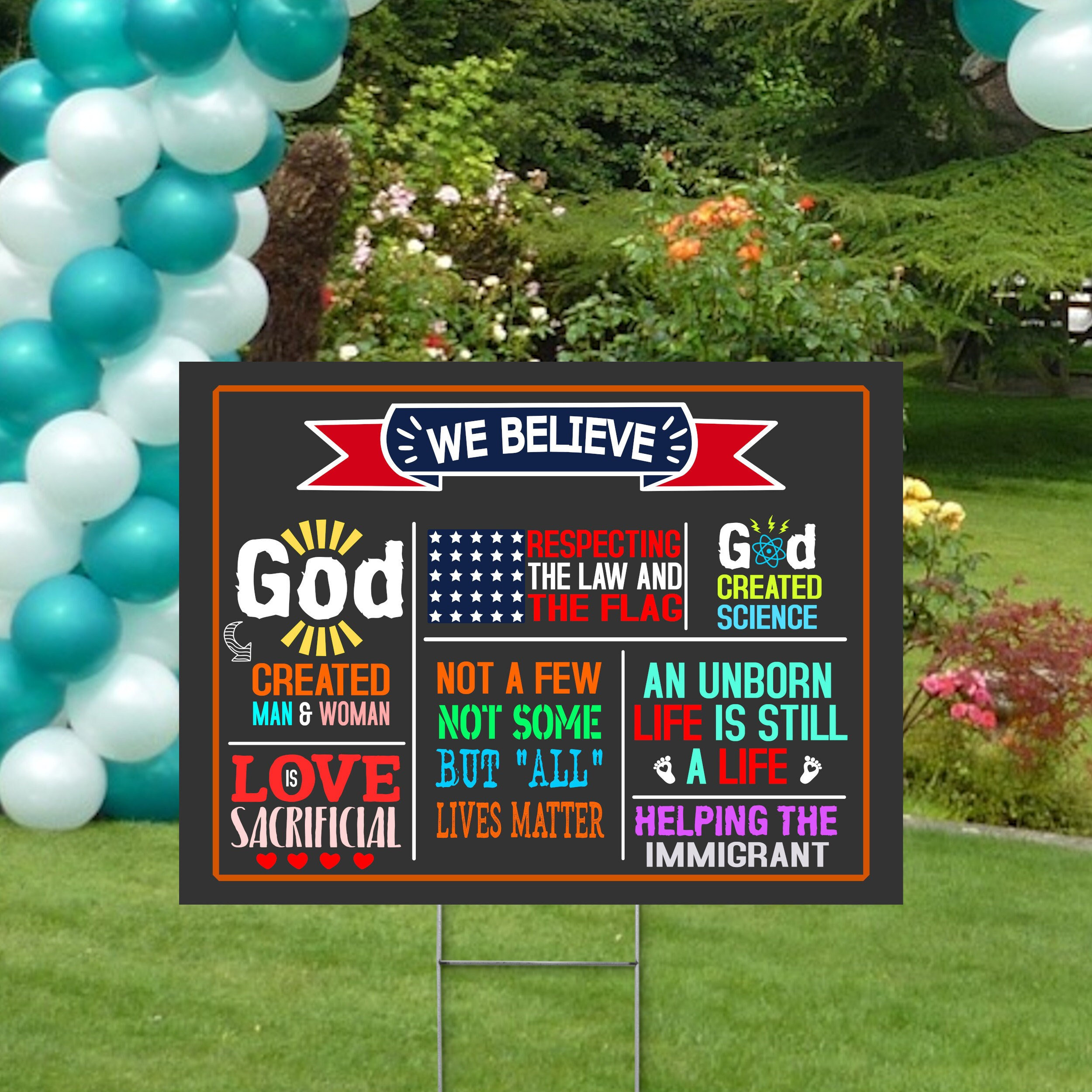 We Believe Conservative Yard Sign colorful - Etsy