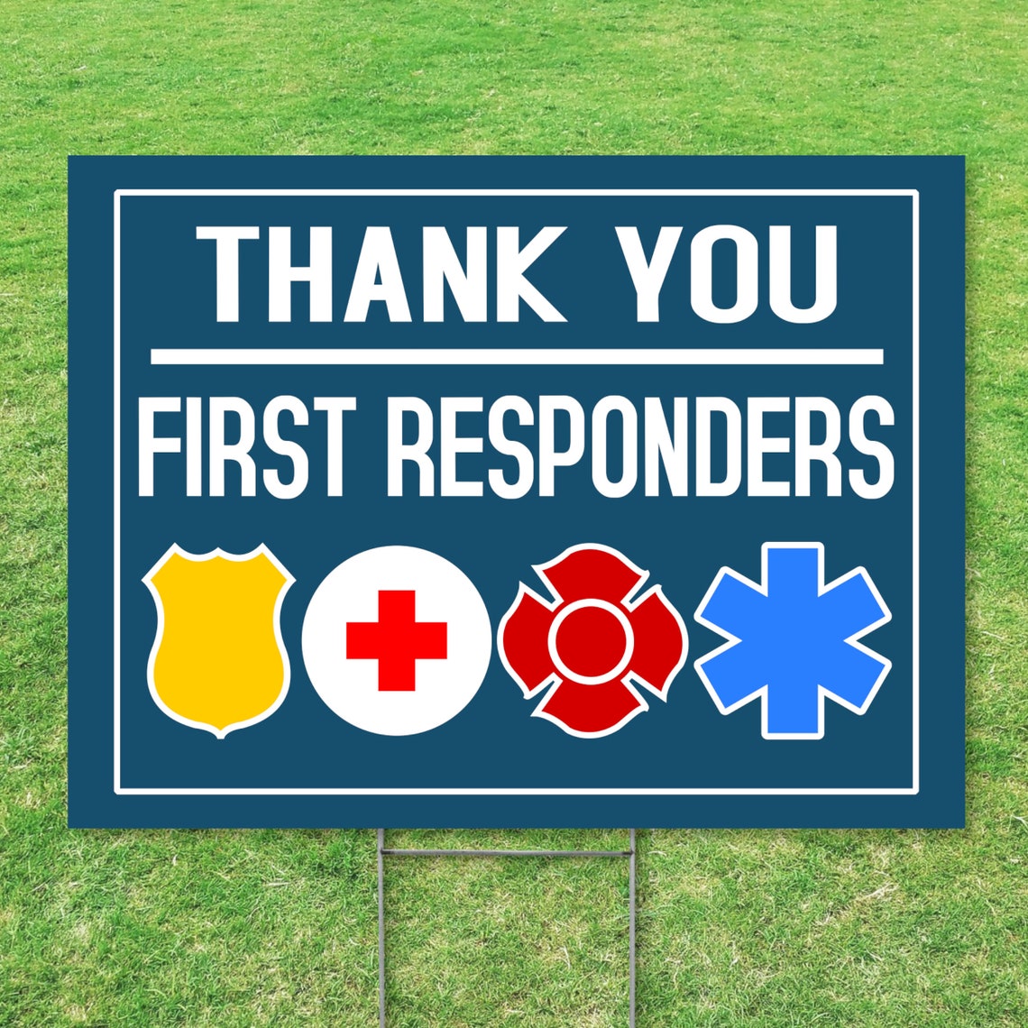 Thank You First Responders Yard Sign EMT Police Firefighter - Etsy