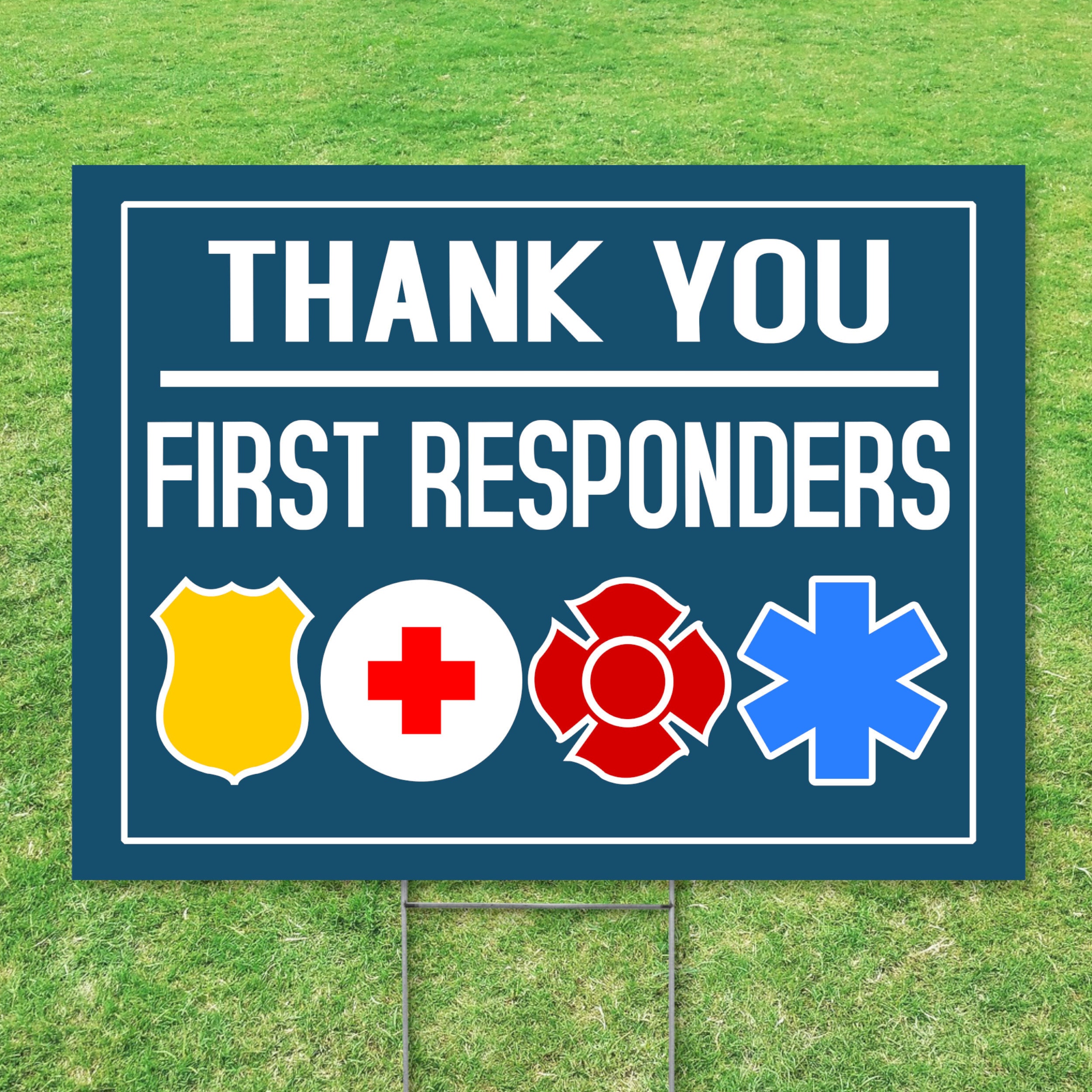 Thank You First Responders Yard Sign EMT Police Firefighter | Etsy