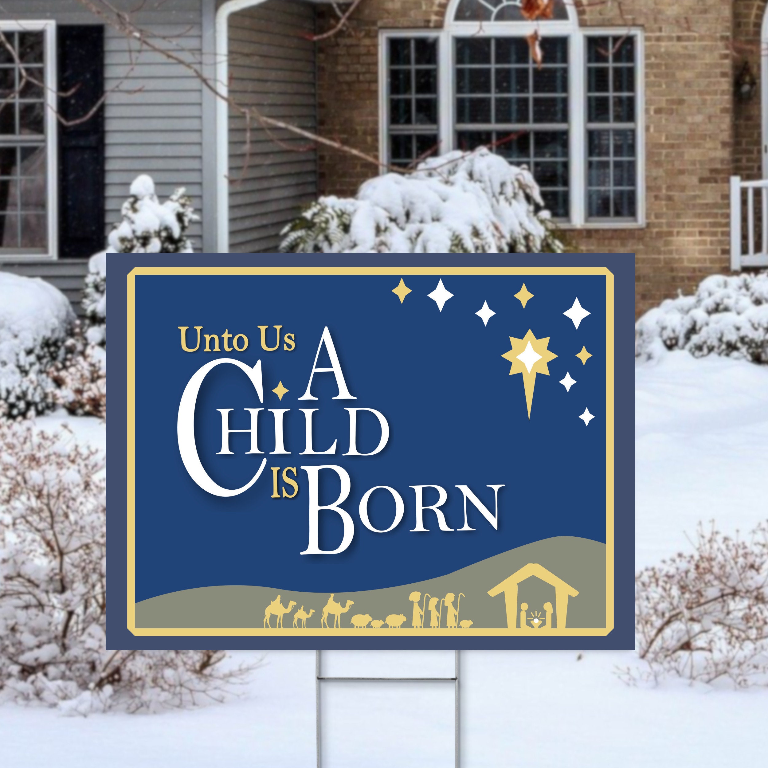 Unto Us a Child is Born! Inspirational Christian Yard Sign, Jesus is ...