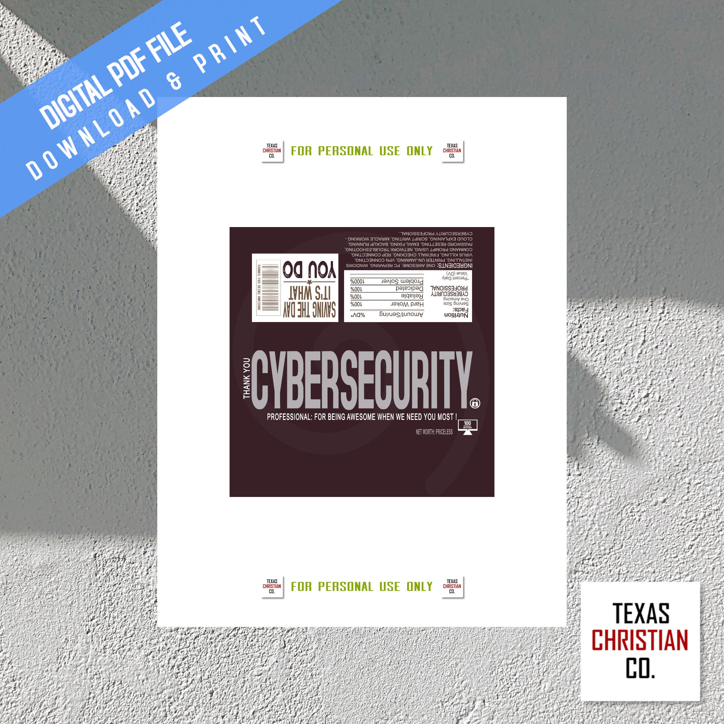 Tech Support Cyber Security Gift Ideas Printable Candy Bar - Etsy