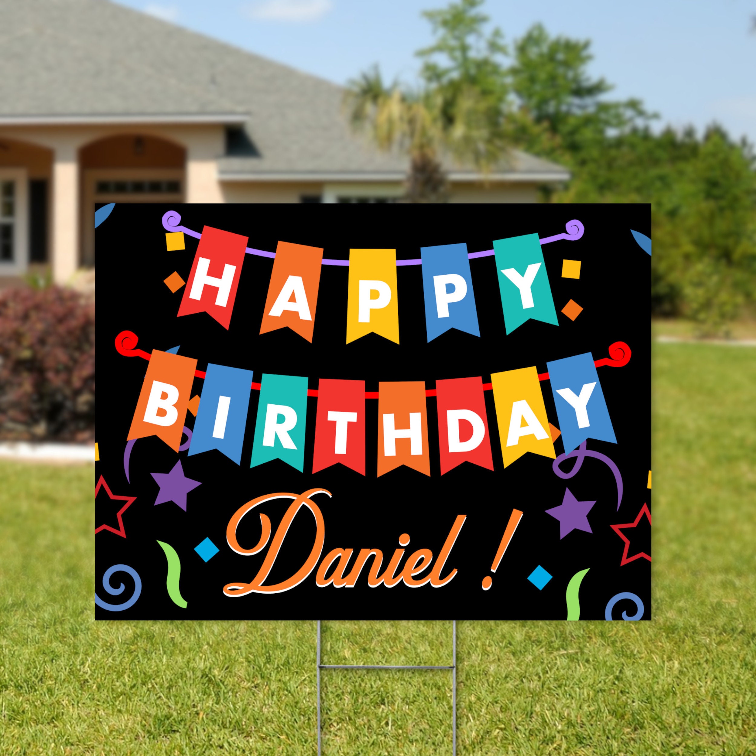 Printed Happy Birthday Yard Sign Drive By Birthday FREE | Etsy