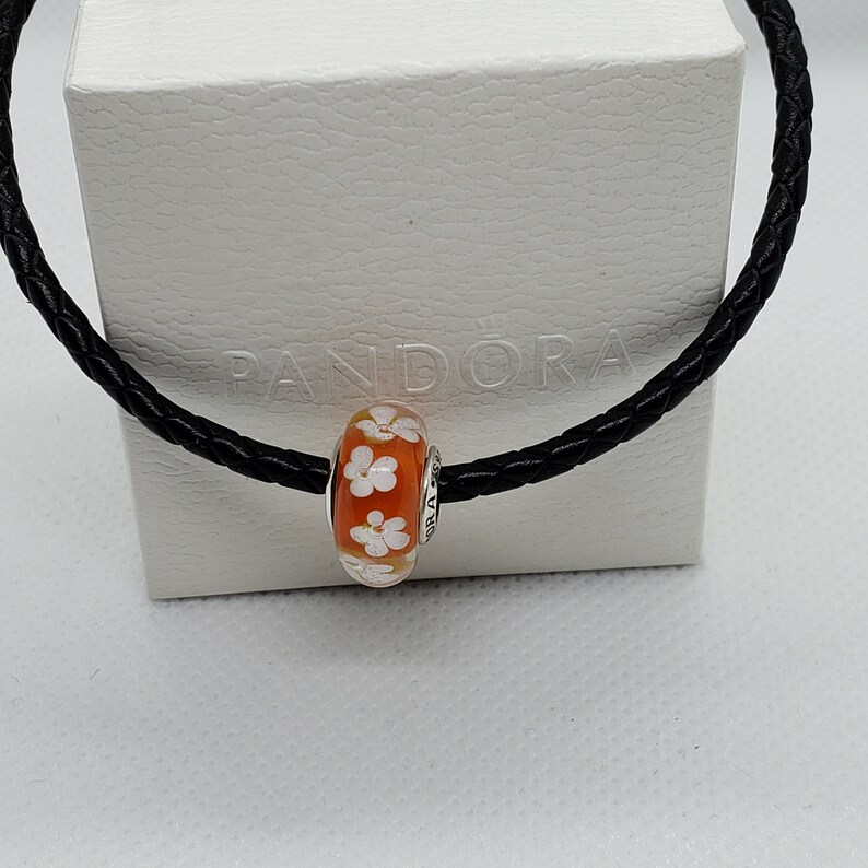 Authentic New Pandora Orange Tropical Flower Murano Beautiful - Etsy