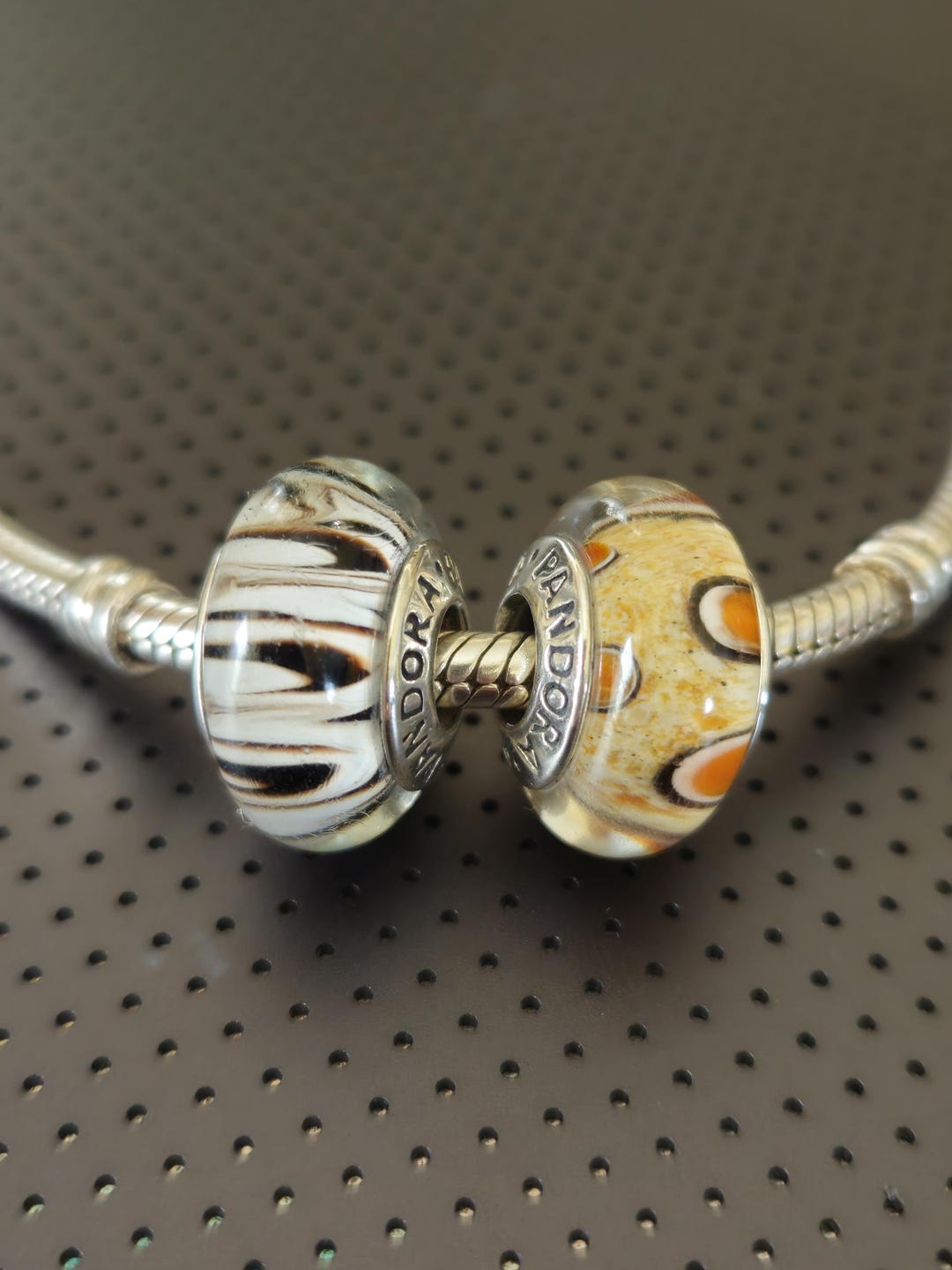 Set of 2 New Animal Print Zebra and Leopard Murano Glass Charms for ...