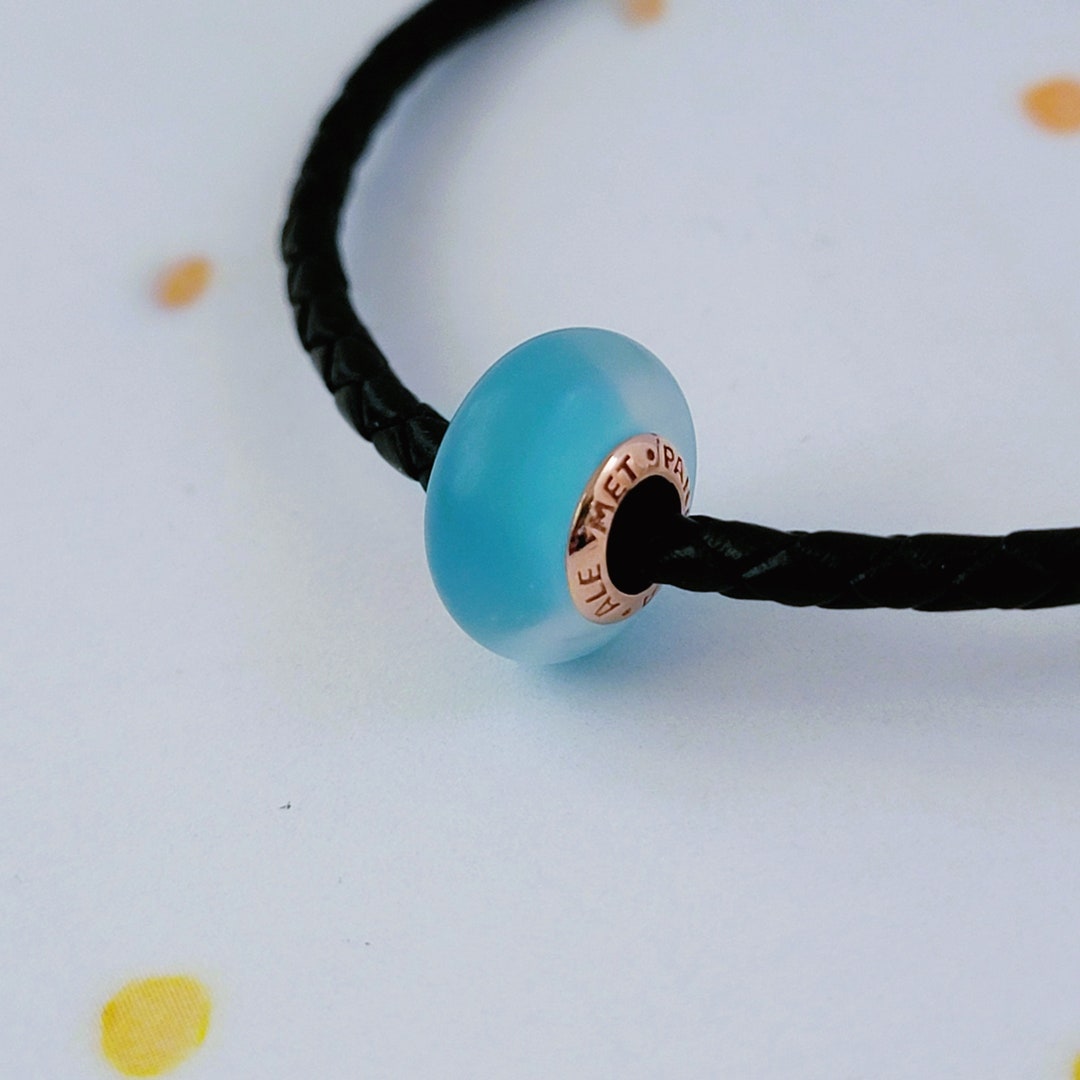 Authentic NEW Pandora Matte Blue Murano Glass Charm Rose Gold ...