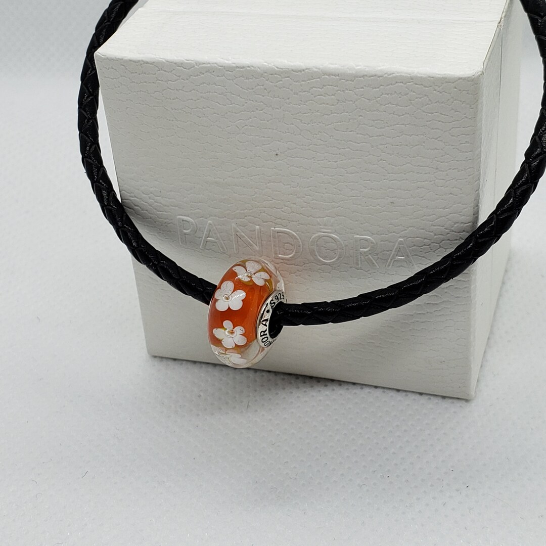 Authentic New Pandora Orange Tropical Flower Murano Beautiful Charm ...