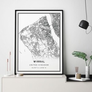 Wirral Map Print | Minimalistic Wall Art Poster | City Maps ...
