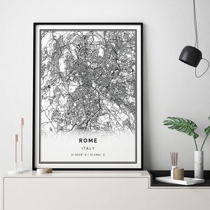 Rome Map Print | Minimalistic Wall Art Poster | City Maps Scandinavian ...