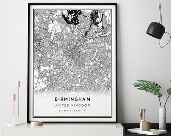 Birmingham Map Print Alabama AL USA Map Art Poster United - Etsy