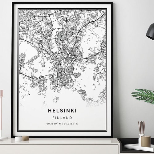 Helsinki Map Print Minimalistic Wall Art Poster City Maps - Etsy