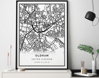 Oldham Map Poster - Etsy UK