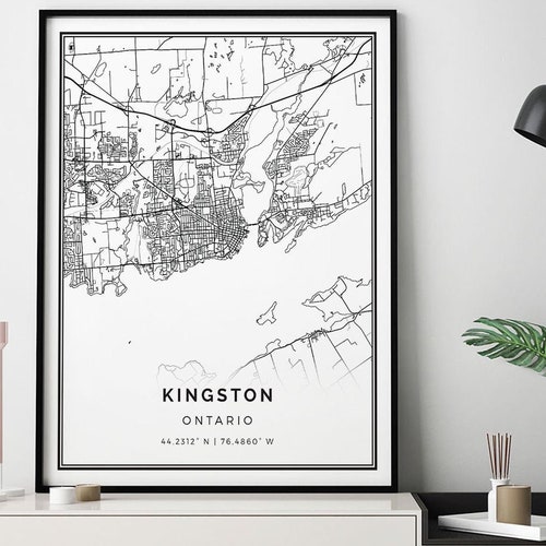 KINGSTON CITY MAP Fine Art Map Poster Canada Ontario - Etsy