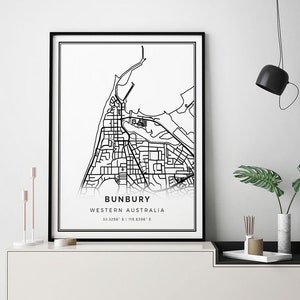 Bunbury Map Print | Minimalistic Wall Art Poster | City Maps ...