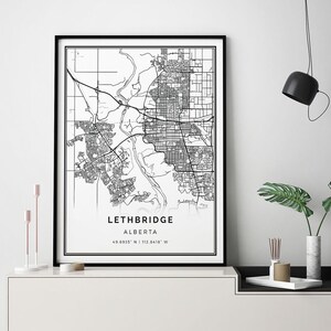 Lethbridge Map Print | Minimalistic Wall Art Poster | City Maps ...