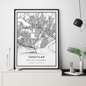Coquitlam Map Print | Minimalistic Wall Art Poster | City Maps ...