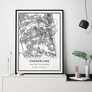 Sunderland Map Print | Minimalistic Wall Art Poster | City Maps ...