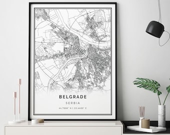 Belgrade Map Serbia Poster - Etsy