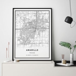 Amarillo Map Print | Minimalistic Wall Art Poster | City Maps ...