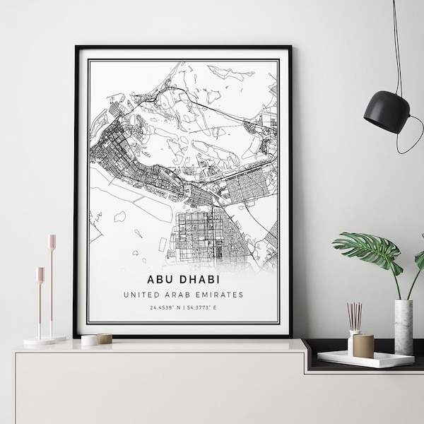 Abu Dhabi Map Wall Art - Etsy