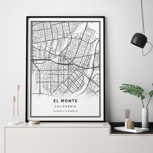 El Monte Map Print | Minimalistic Wall Art Poster | City Maps ...