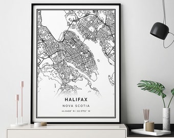 Halifax Map - Black and White Wall Art - Etsy