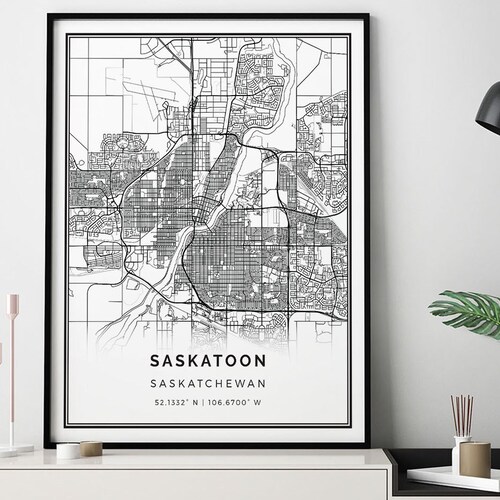 Saskatoon Map Print Poster Canvas Saskatchewan Map Print - Etsy