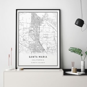 Santa Maria Map Print | Minimalistic Wall Art Poster | City Maps ...