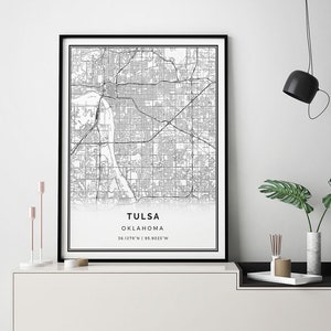 Tulsa Map Print | Minimalistic Wall Art Poster | City Maps Scandinavian ...