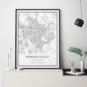 Moreno Valley Map Print | Minimalistic Wall Art Poster | City Maps ...