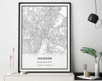 Jackson Map Print Mississippi Art Poster - Etsy