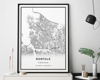 Norfolk Vintage Map Poster Wall Art City Artwork Print - Etsy